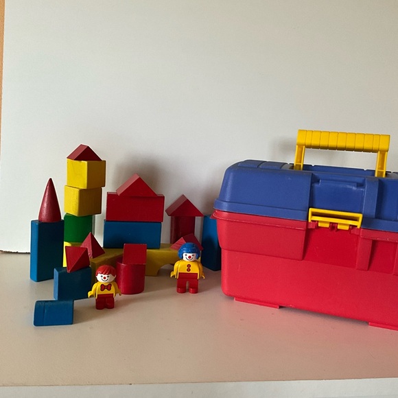 Toys | Vintage Brio Wooden Colorful Building Blocks Set For Kids With ...